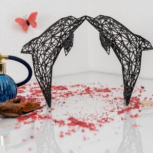 Kissing Dolphins Wire Sculpture | Elegant 3D Resin Art for Living Room ...