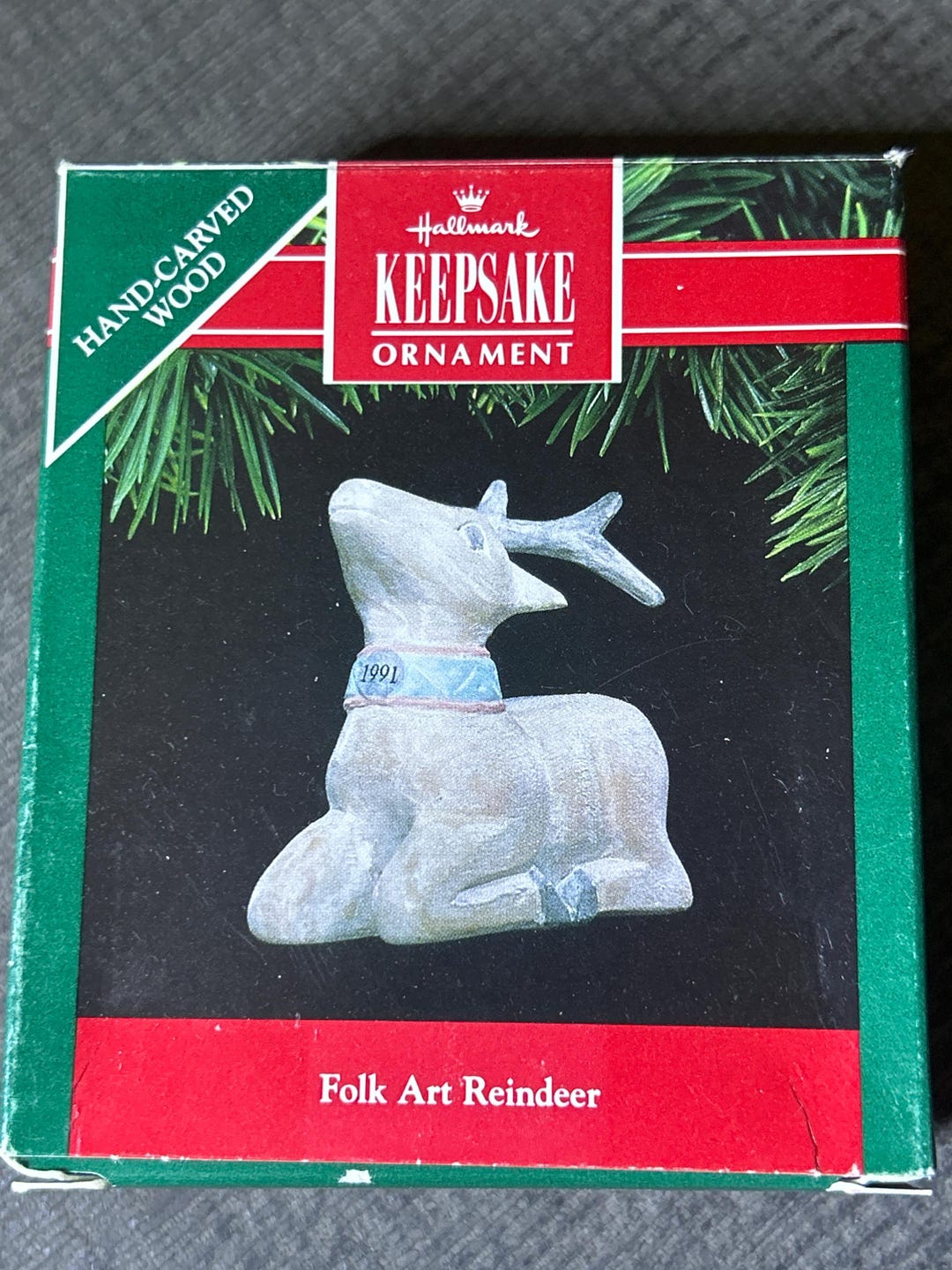 1991 Hallmark “folk Art Reindeer” New in Box-hand Carved - Etsy