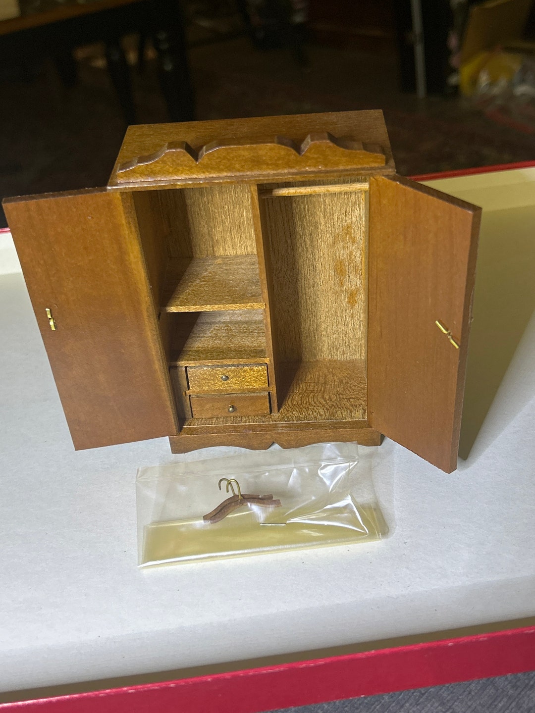 Shackman Miniatures (wardrobe) Dollhouse-solid Wood With Hangers - Etsy