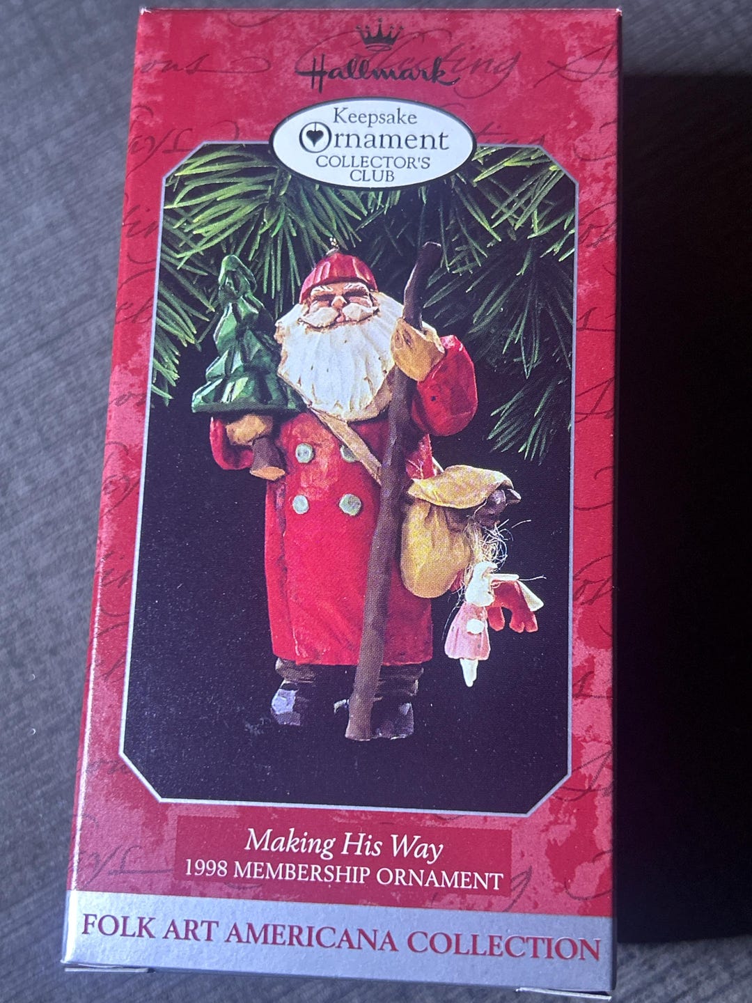 1998 Hallmark “making His Way” Santa Folk Art Collection NIB - Etsy