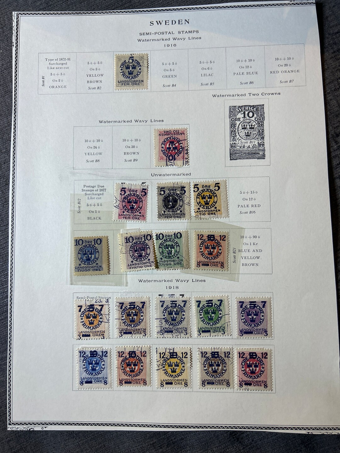 Sweden Bob Semi-postal 1916-18 (19 Stamps) High CV - Etsy