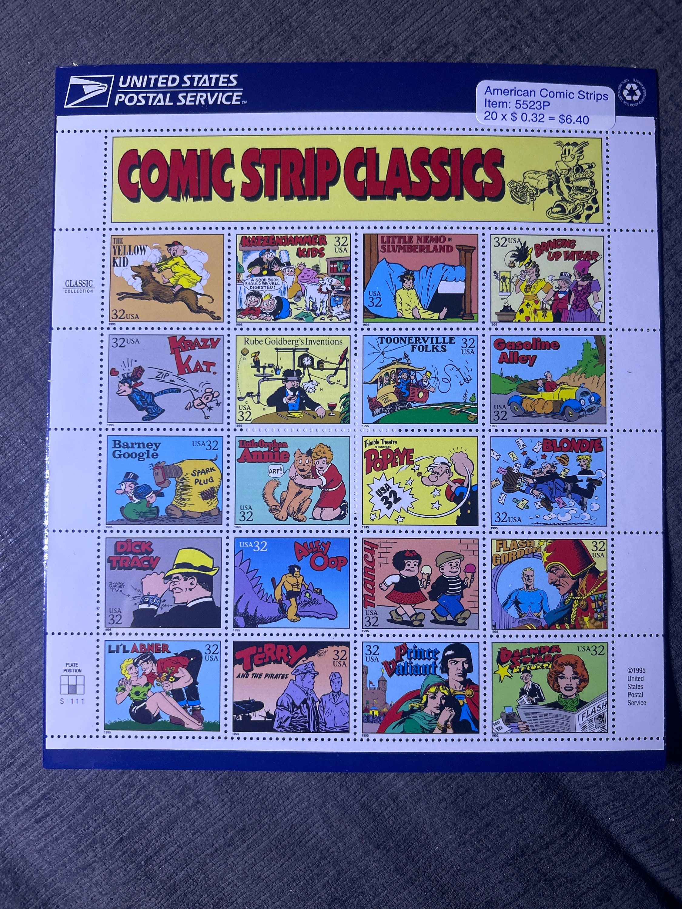 U. S. Stamp Sheet comic Strip Classics 20x .32 Mint - Etsy