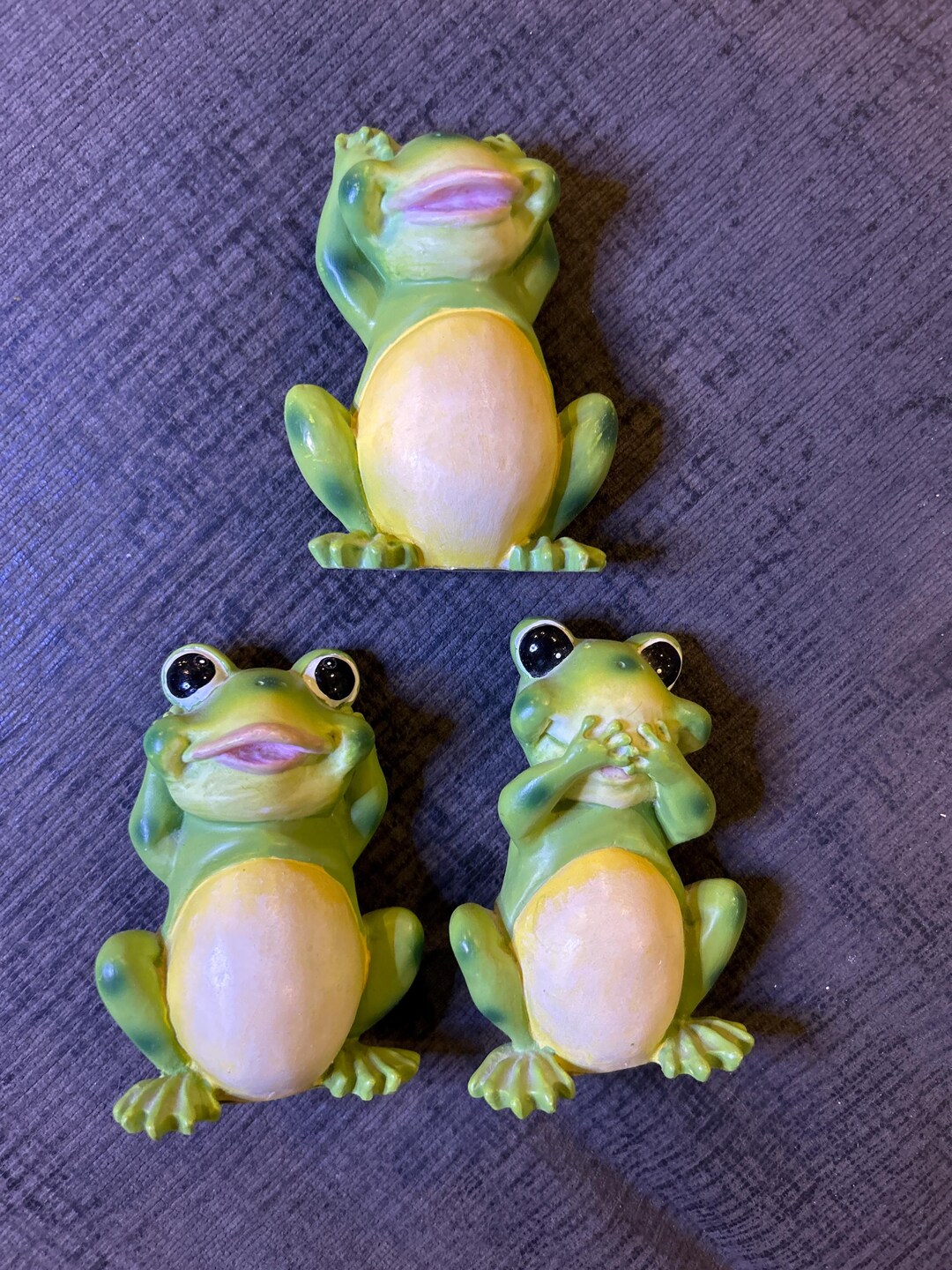 3 Resin Frogs “see, Hear, Speak No Evil” 3 1/2 Inches Tall - Etsy