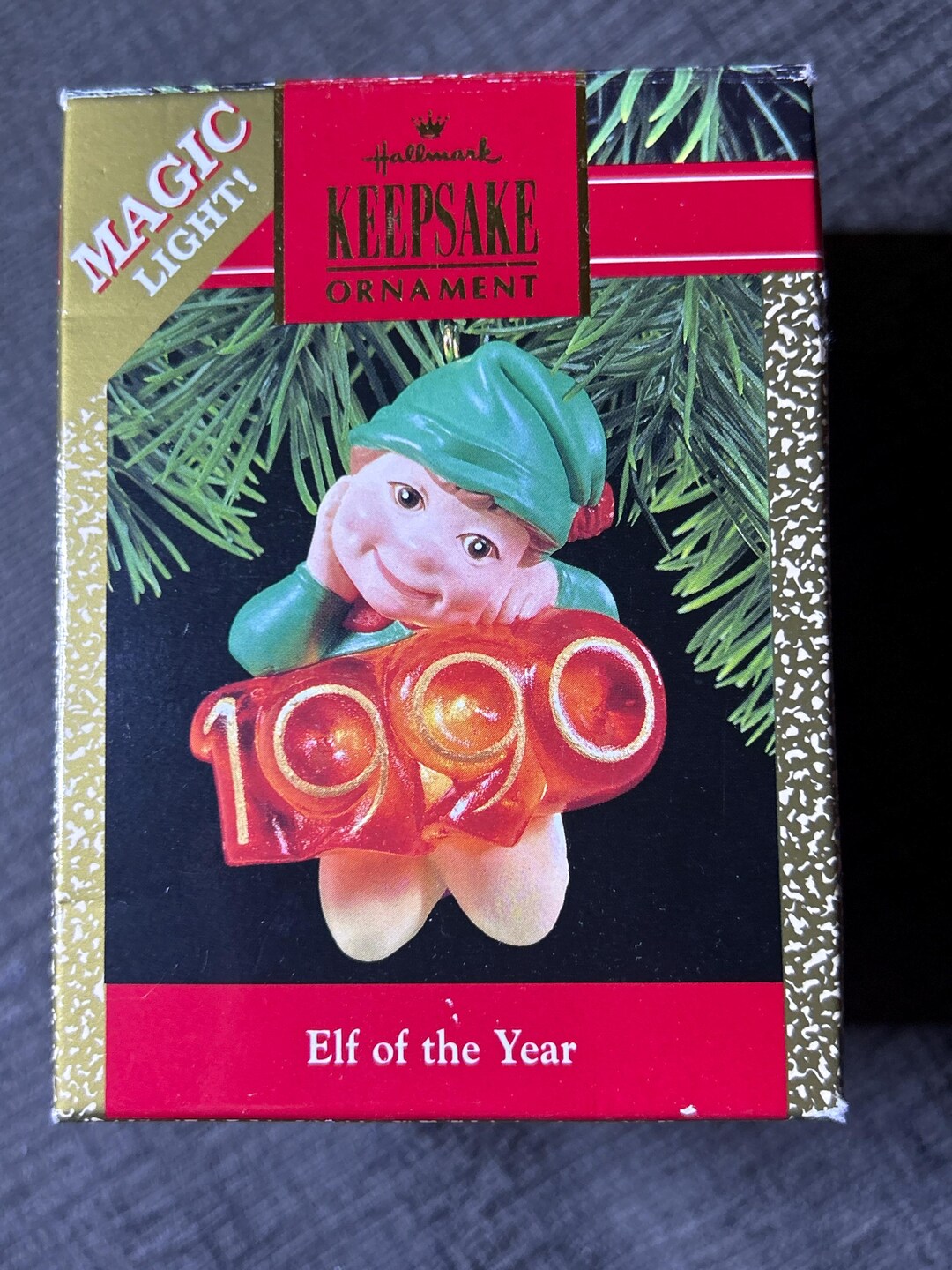 Hallmark Ornament “1990 Elf of the Year” New in Box (magic-light) - Etsy
