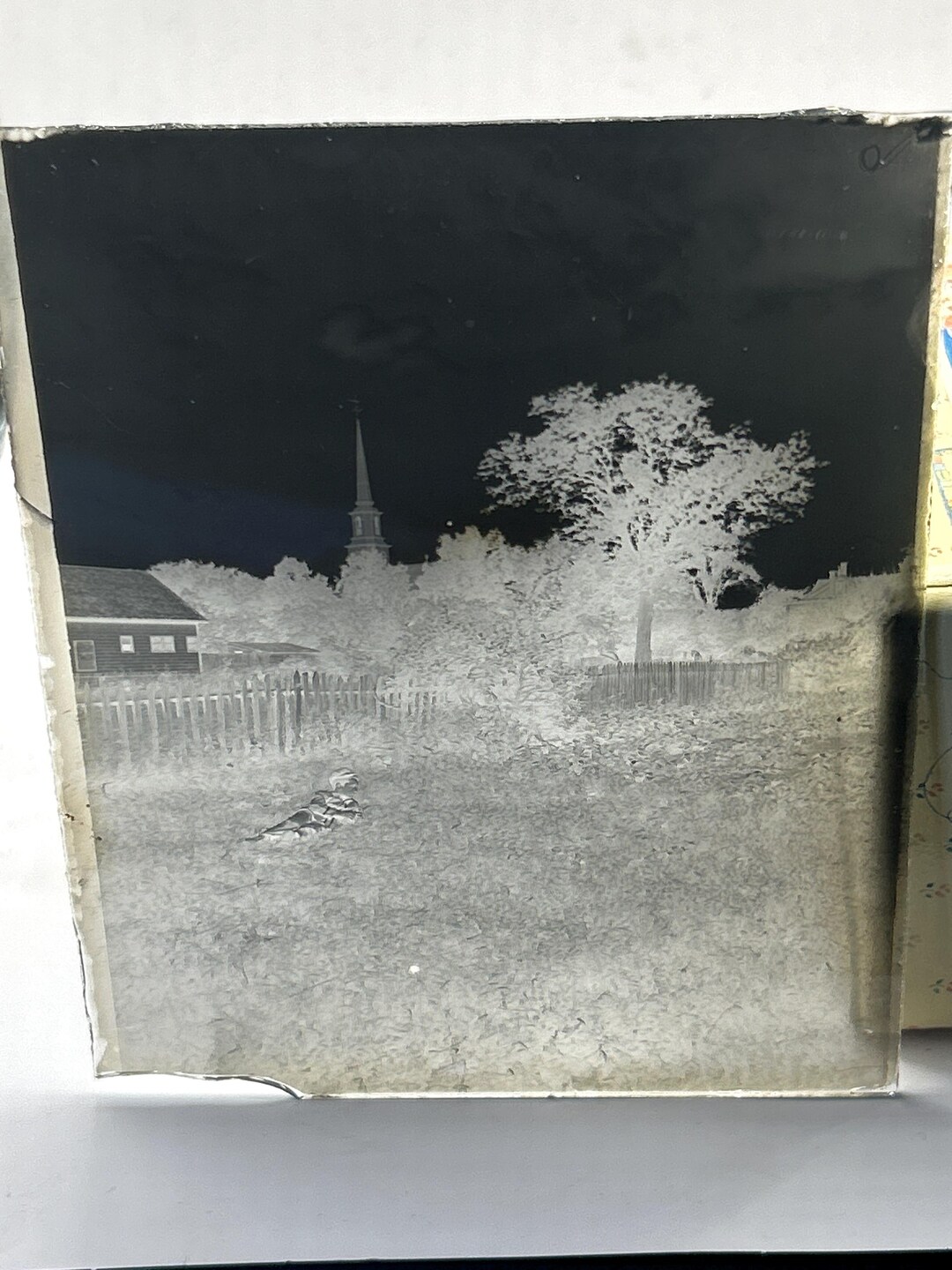 4x5 Glass Plate Negative (boy in Field Church in Back Ground) Pre-1910 ...