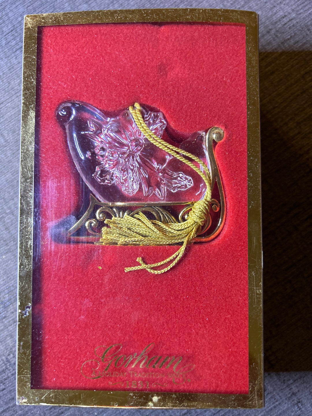 Gorham Ornament glass Sleigh With Box - Etsy