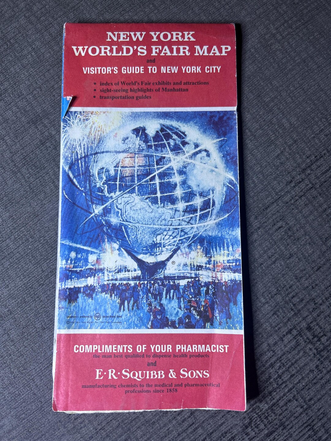 1964 New York Worlds Fair Map and Visitors Guide (E.R. Squibb ...