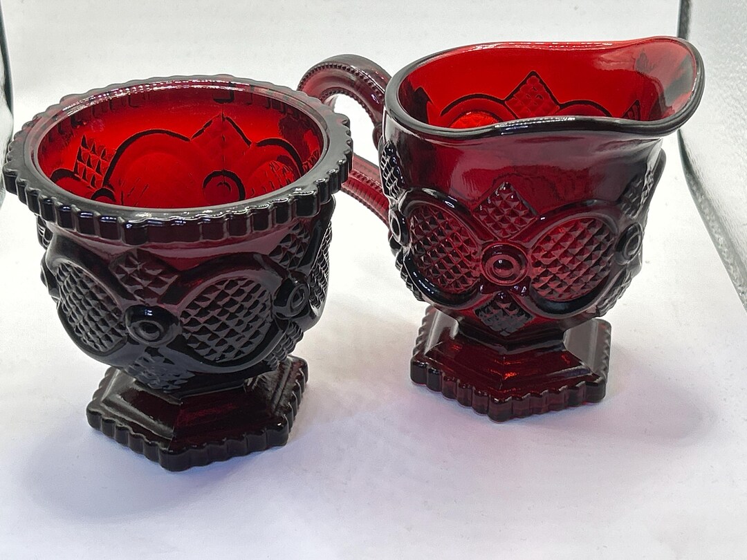 Avon Ruby Red 1876 Cape Cod “cream and Sugar Set” New Old Stock - Etsy