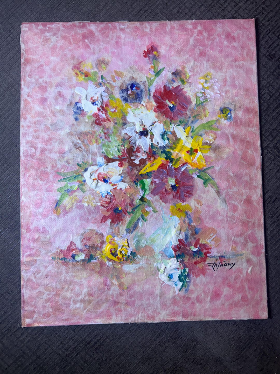 Edward Cathony “white Gardenias” 8x10 Original Acrylic Painting W/coa ...