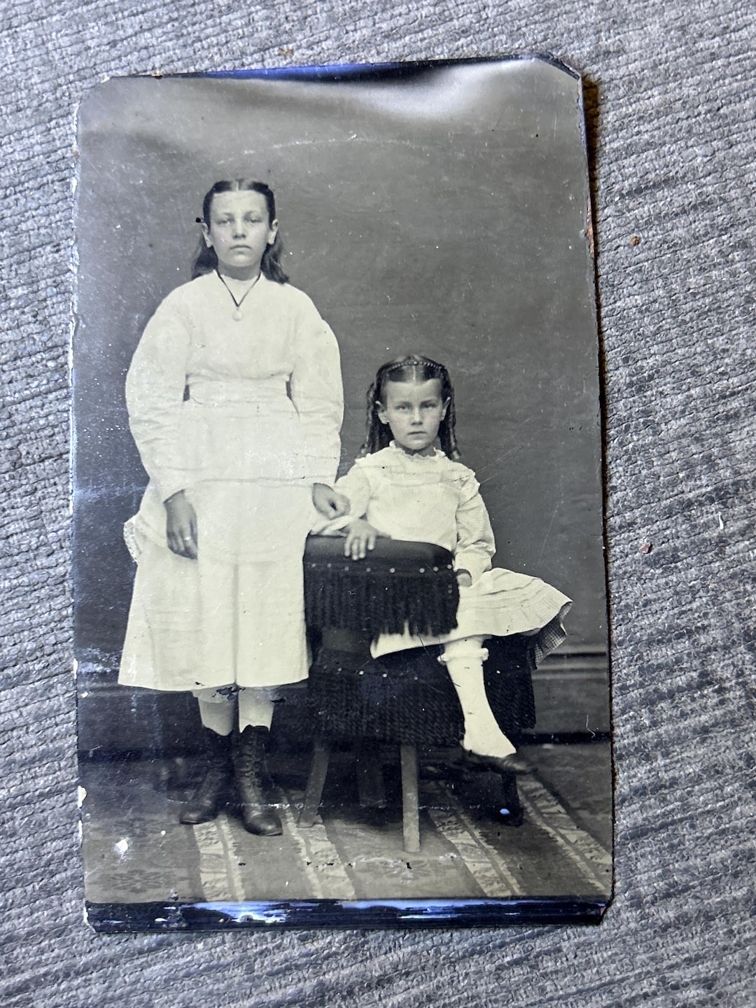 Tin Type Photo Pre-1910 (two Girls) 2 1/2x4 Inches - Etsy