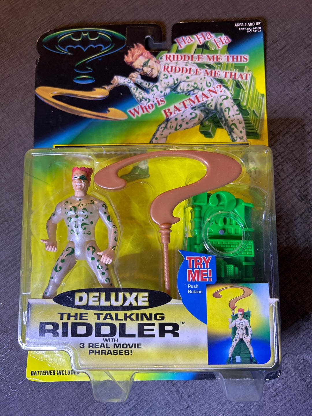 Batman Forever the Talking Riddler Deluxe 1995 Hasbro New on Card ...