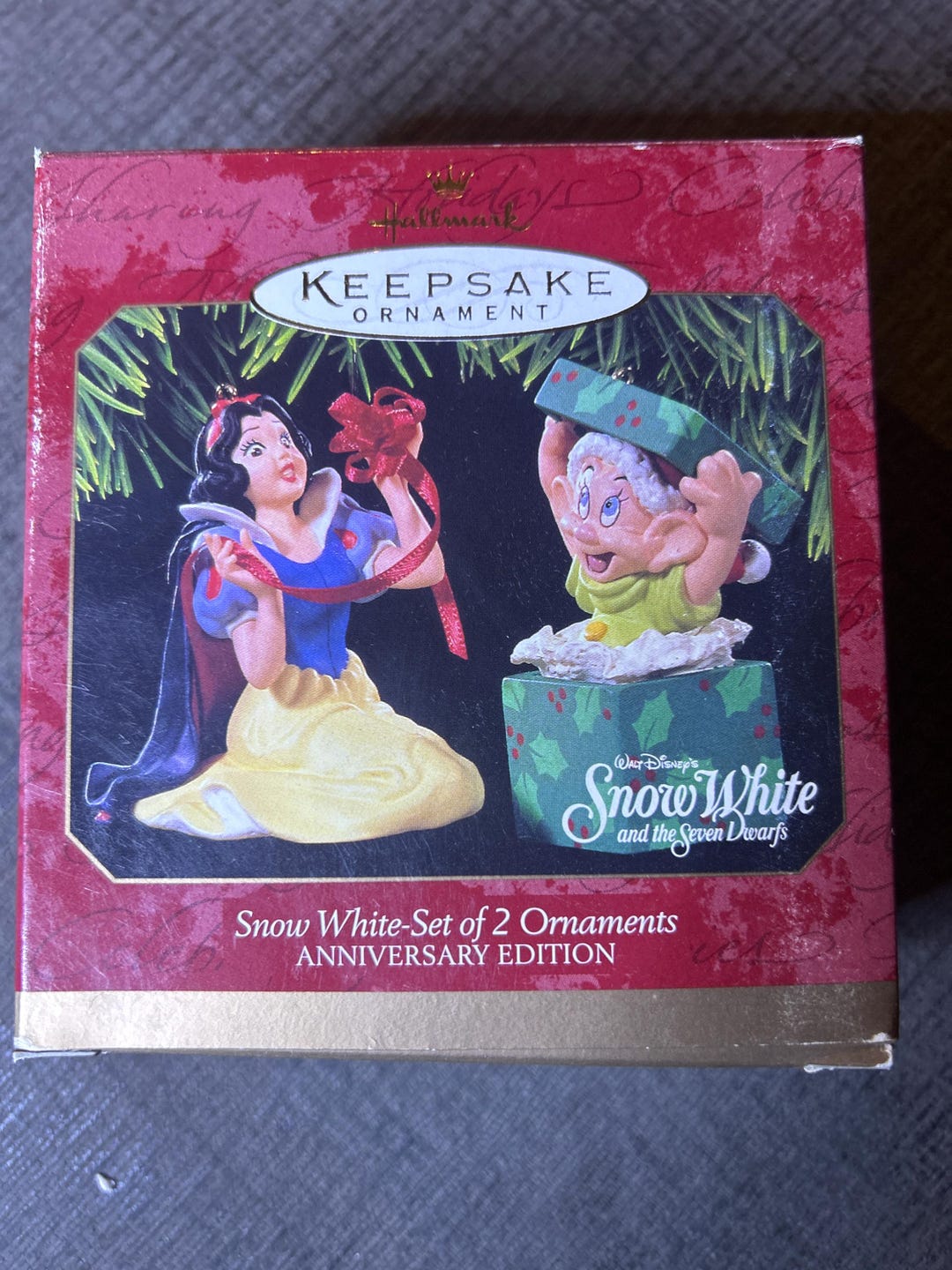 1997 Hallmark “snow White Set of 2 Ornaments” Anniversary Edition New ...
