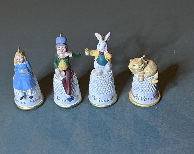 Hallmark Disney “alice in Wonderland Thimbles 1-4” Loose No Boxes 1995 ...
