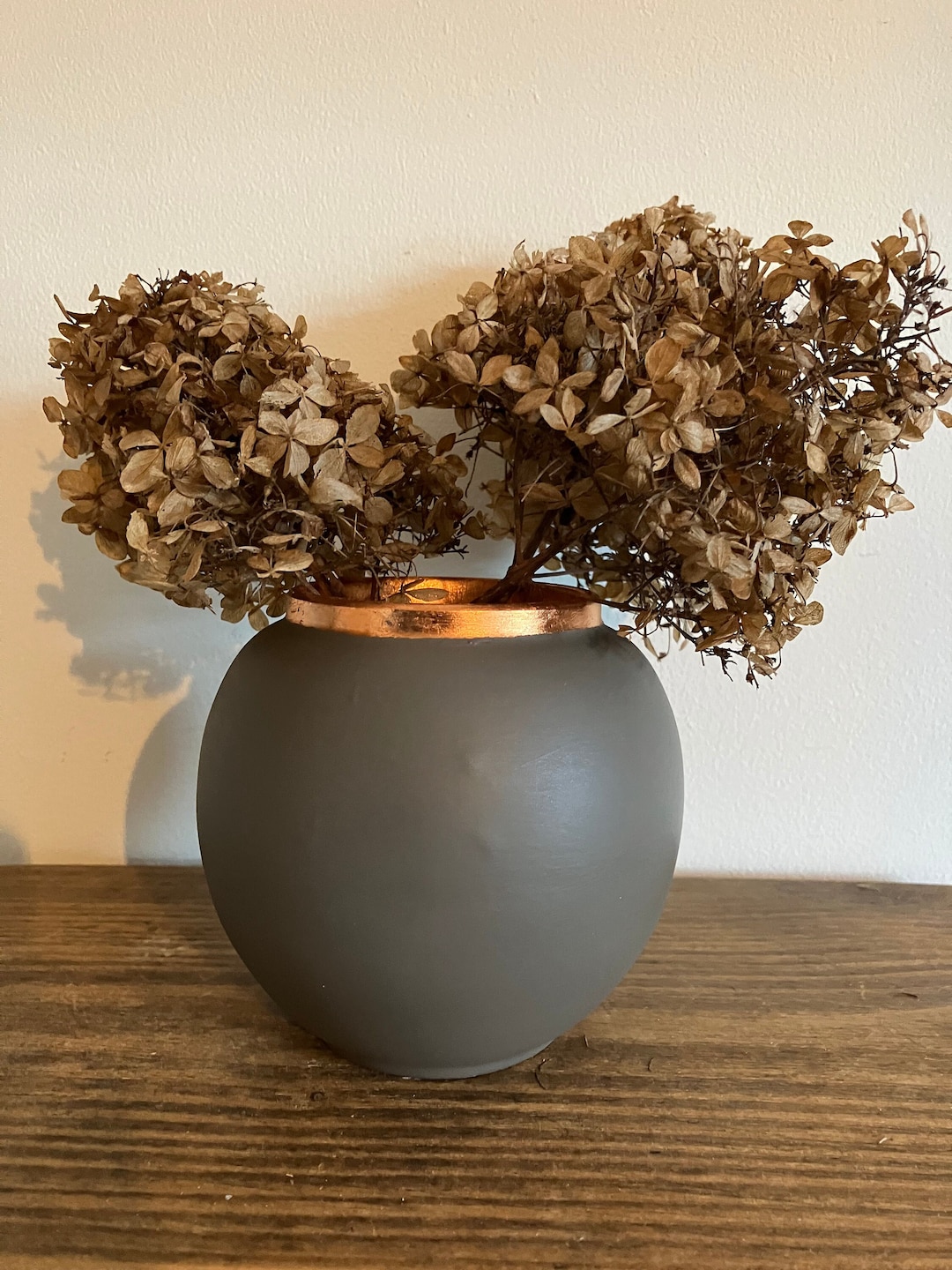 Matt Brown & Copper Leaf Hand Painted Vase, up Cycled Vase, Coffee ...