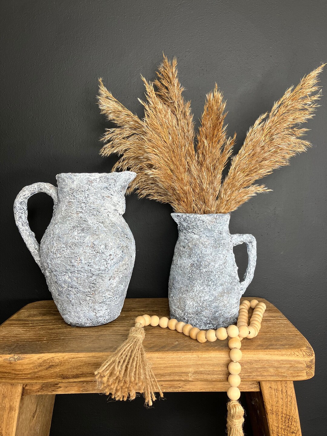 Grey Faux Concrete Jug Rustic Decor up Cycled Farmhouse - Etsy