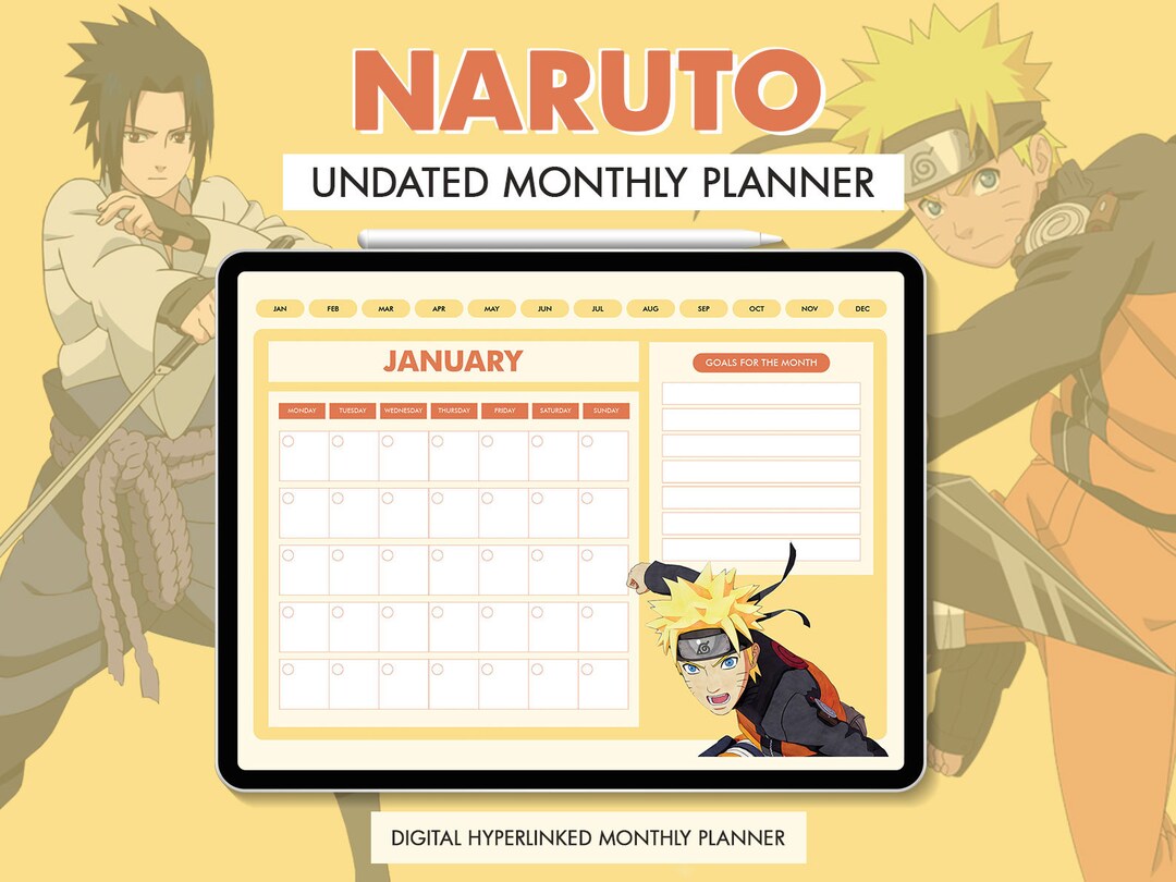 Cute Anime Planner Undated, Digital Planner Journal | Monthly Planner ...