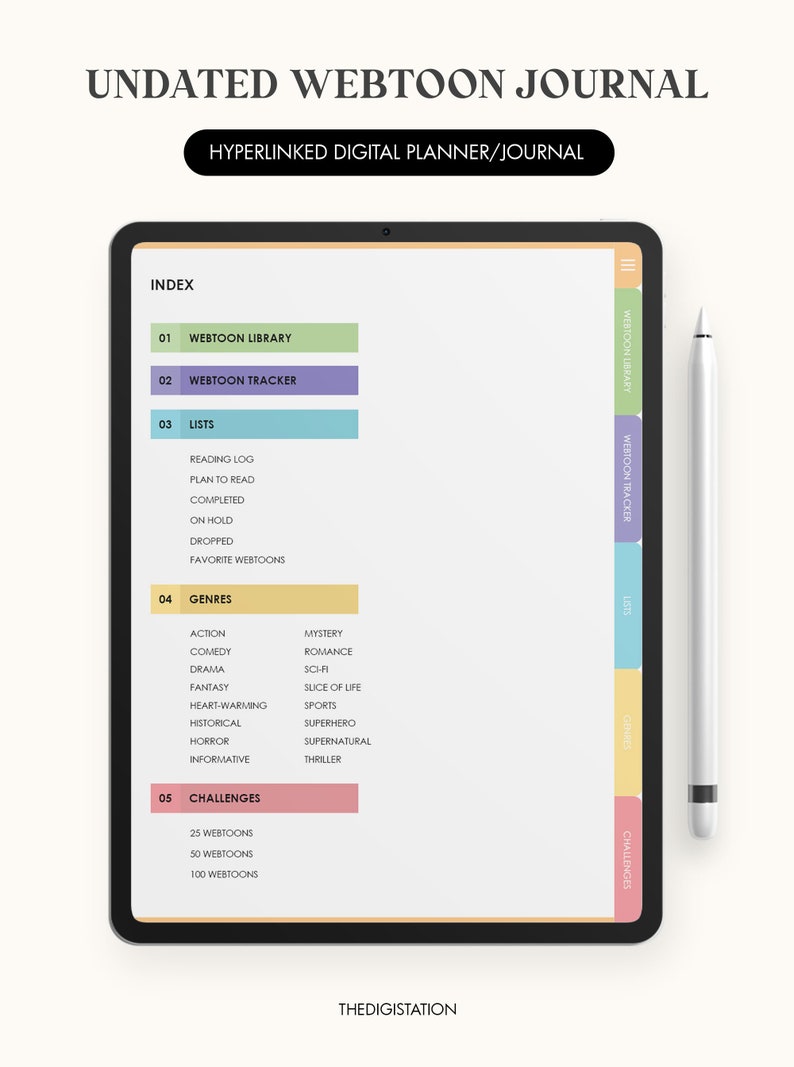 Webtoon Anime Manhwa Journal Digital Webtoon Planner - Etsy