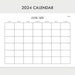 2024 Printable Calendar Landscape, Minimalist Monthly Calendar 2024 ...