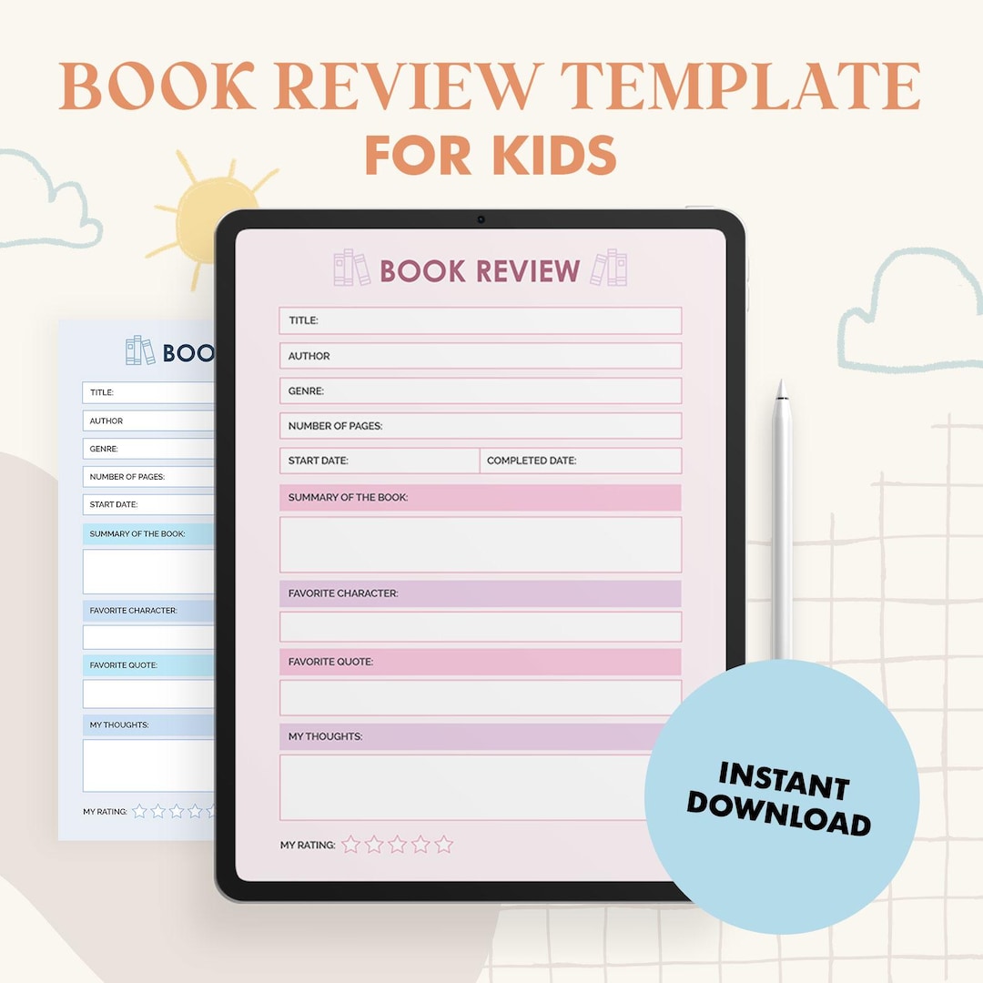 Kids Book Review Template: Printable Reading Journal (PDF) - Etsy