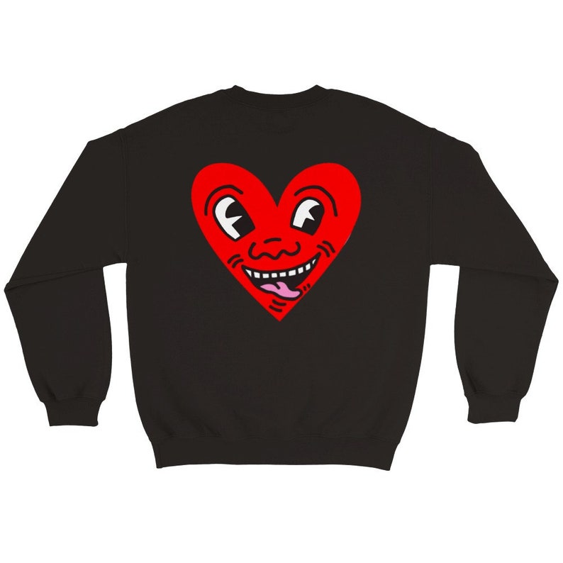 Keith Haring Smiling, Heart Adult Sweater, Pullover, Haring's Heart, is ...