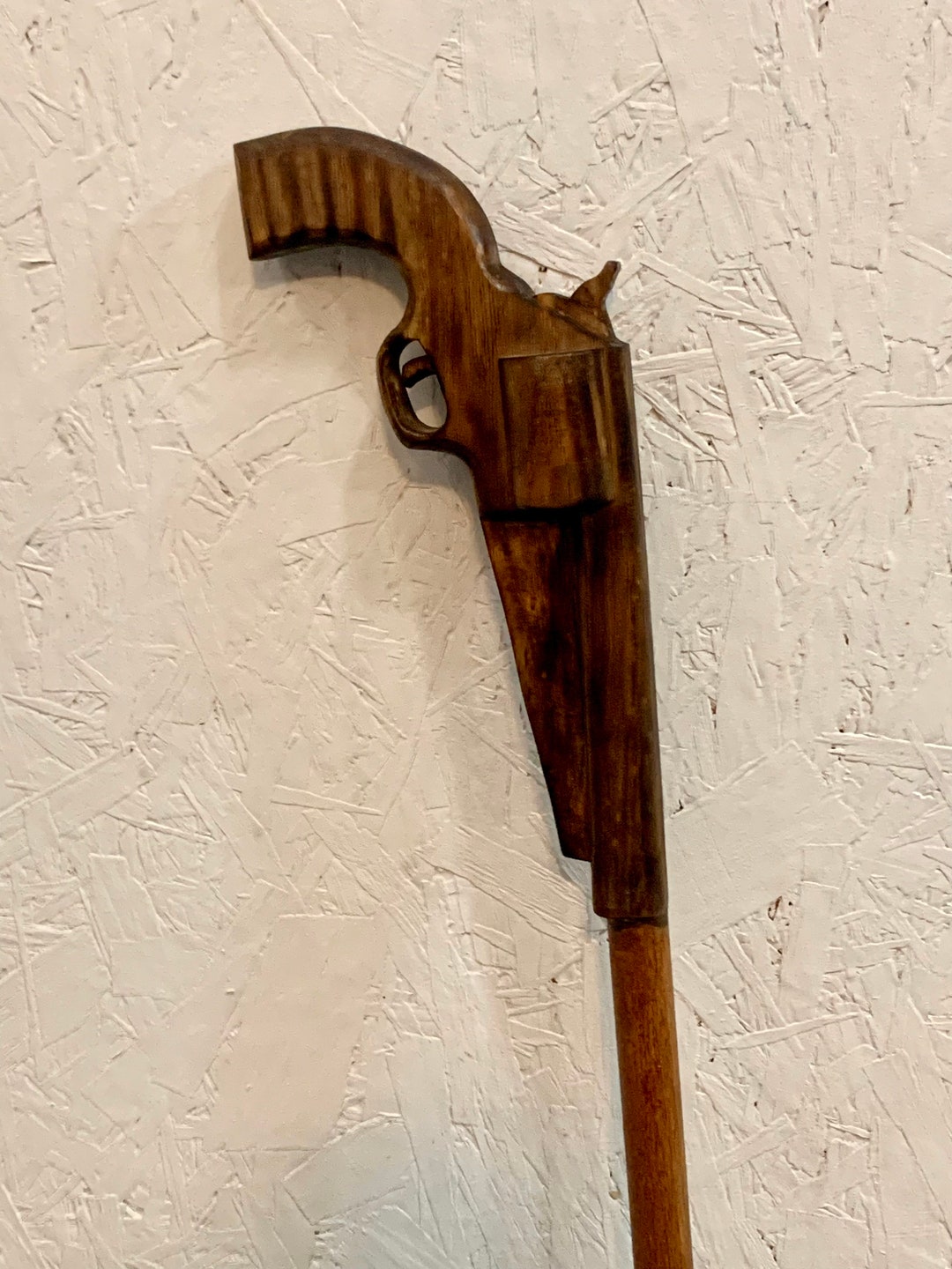 Wooden Gun Cane Walking Stick, Old West Cowboy Style Revolver. Unique ...