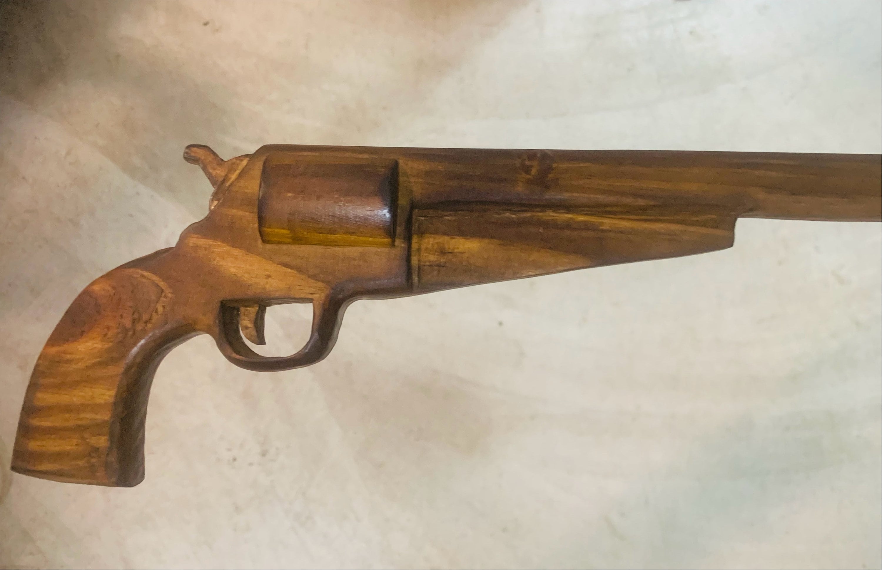 Handcrafted Wood Revolver Gun Cane: Western Style Walking Stick, Belt ...