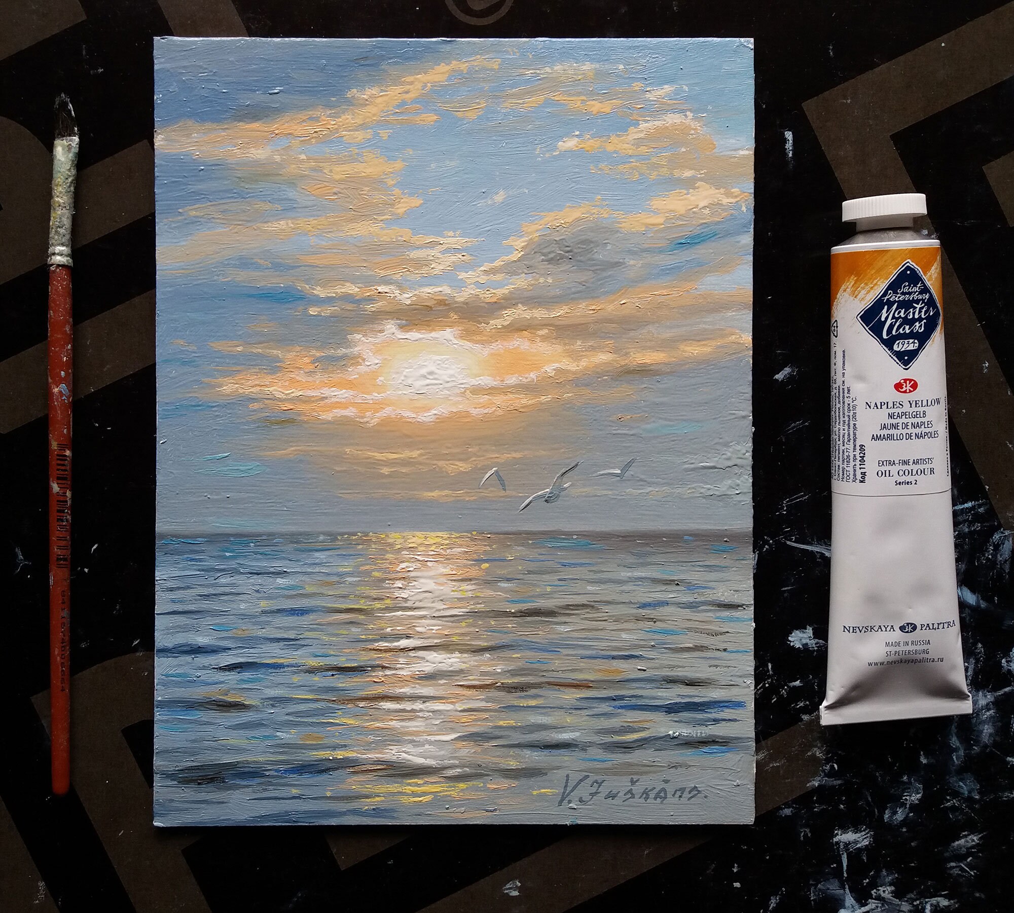 Original Ocean Sunset Oil Painting Ocean Landscape Painting Seascape ...