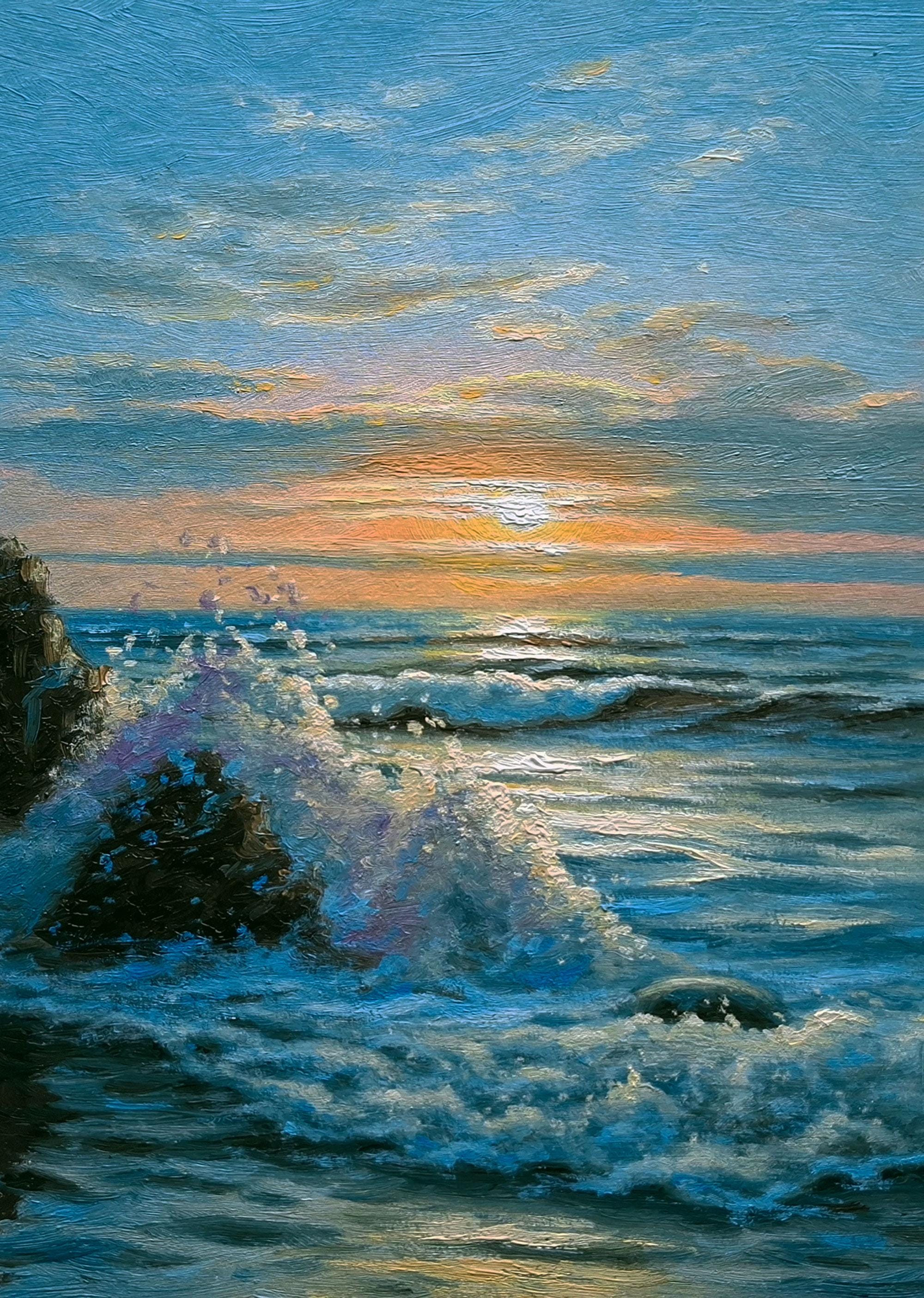 Rocky Seashore Oil Painting Original Art Seascape 7x5 In - Etsy