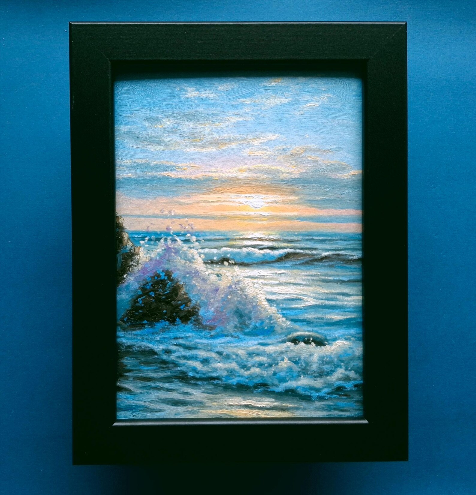 Rocky Seashore Oil Painting Original Art Seascape 7x5 In - Etsy