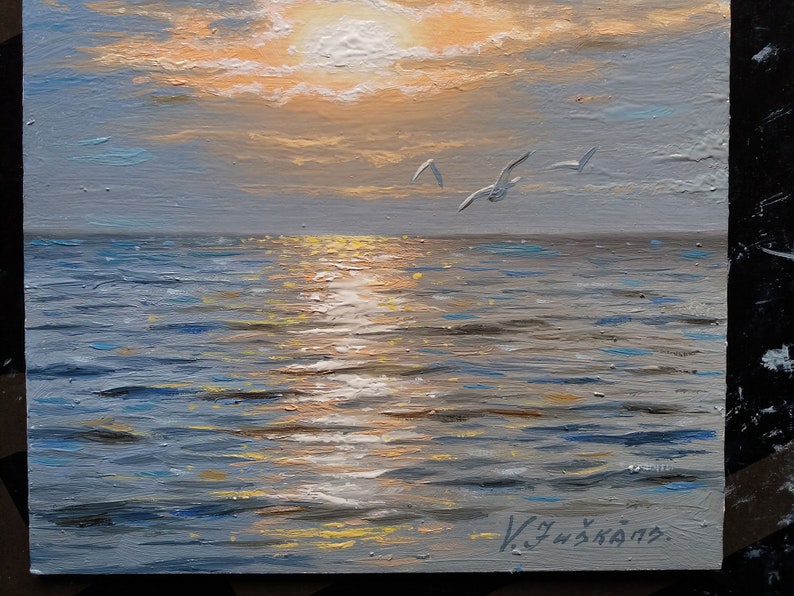 Original Ocean Sunset Oil Painting Ocean Landscape Painting Seascape ...