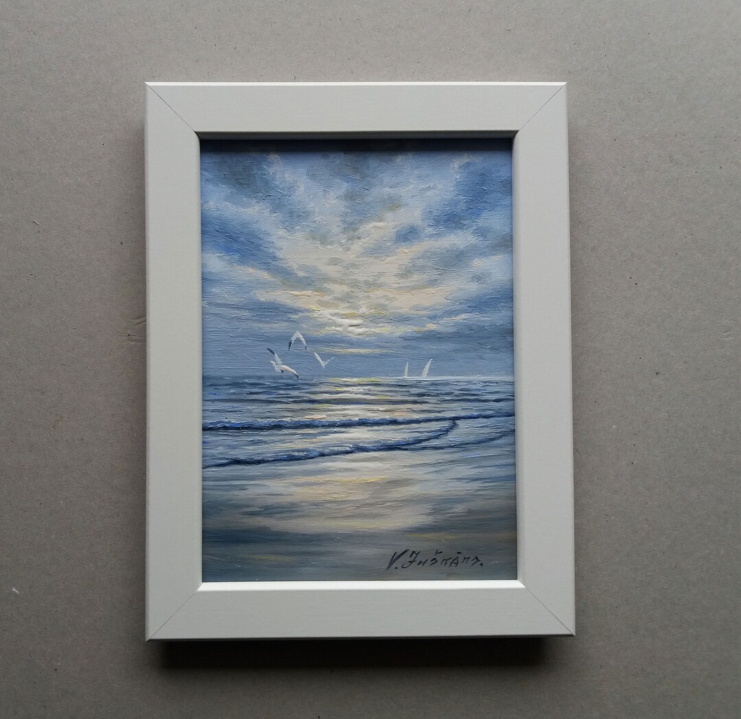 Small Ocean Oil Painting Beach Painting Original Seascape Sunset ...