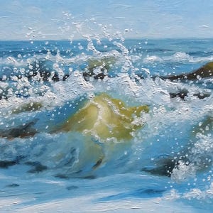 Small Stormy Ocean Painting Waves Wall Art Original Seascape Unframed ...