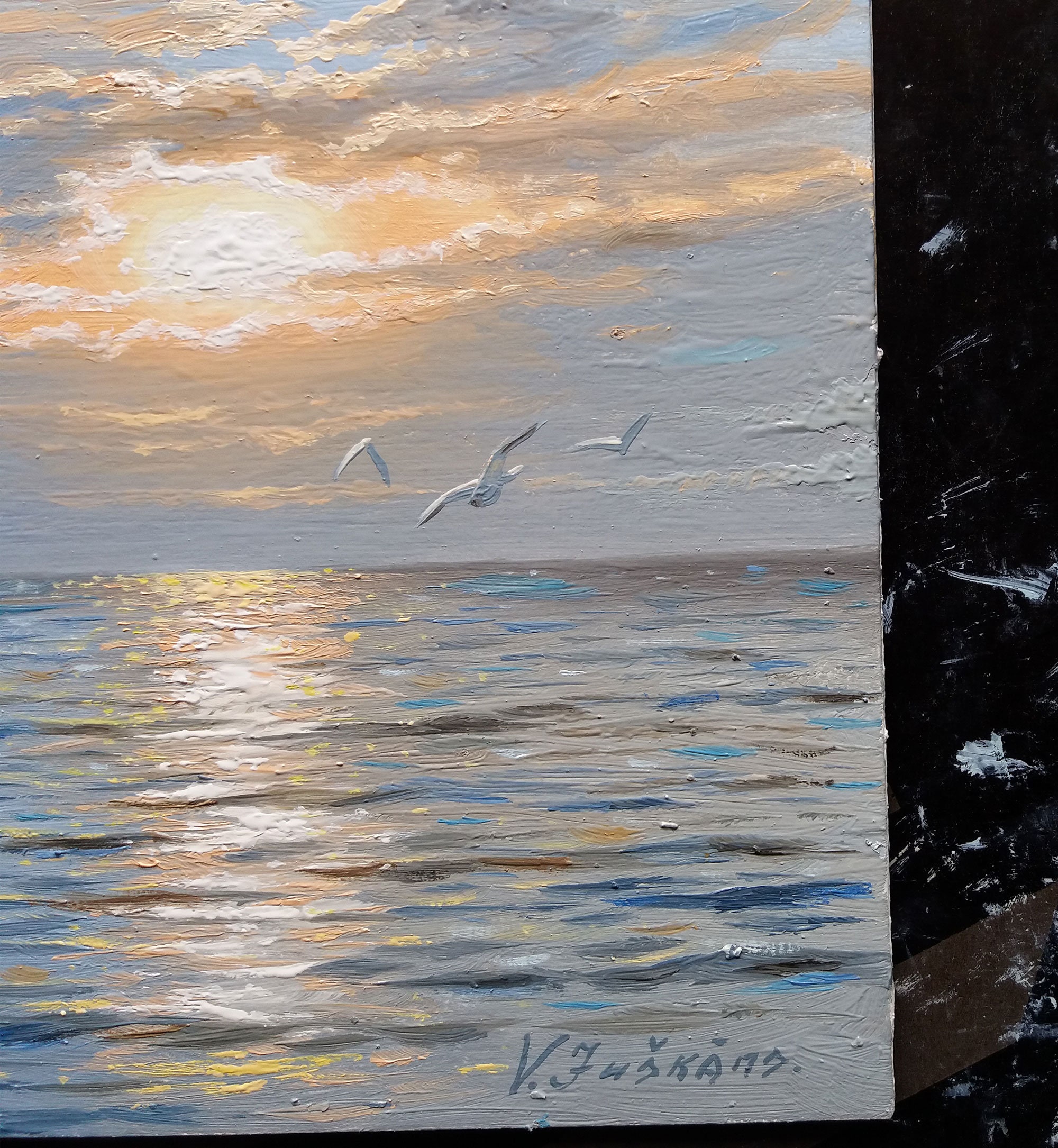 Original Ocean Sunset Oil Painting Ocean Landscape Painting Seascape ...