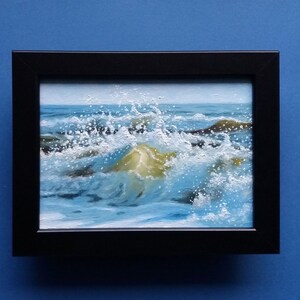 Small Stormy Ocean Painting Waves Wall Art Original Seascape Unframed ...
