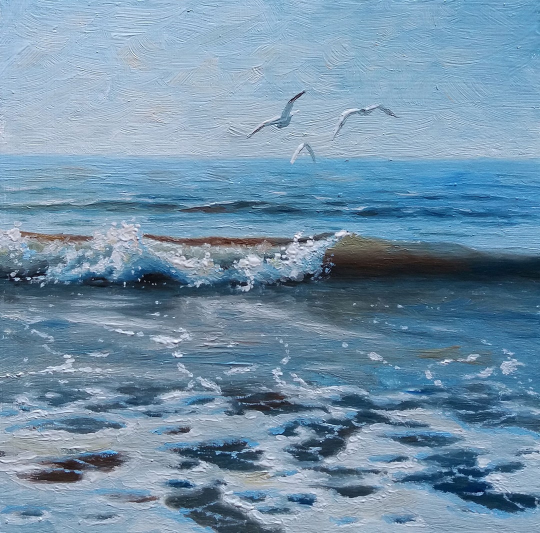 Small Ocean Painting Original Seascape Waves Wall Art Ocean Painting ...