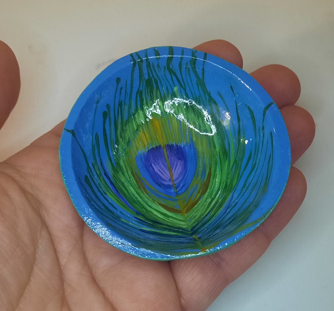 Peacock Feather Mini Trinket Dish, White Peacock Feather, Ring Dish ...