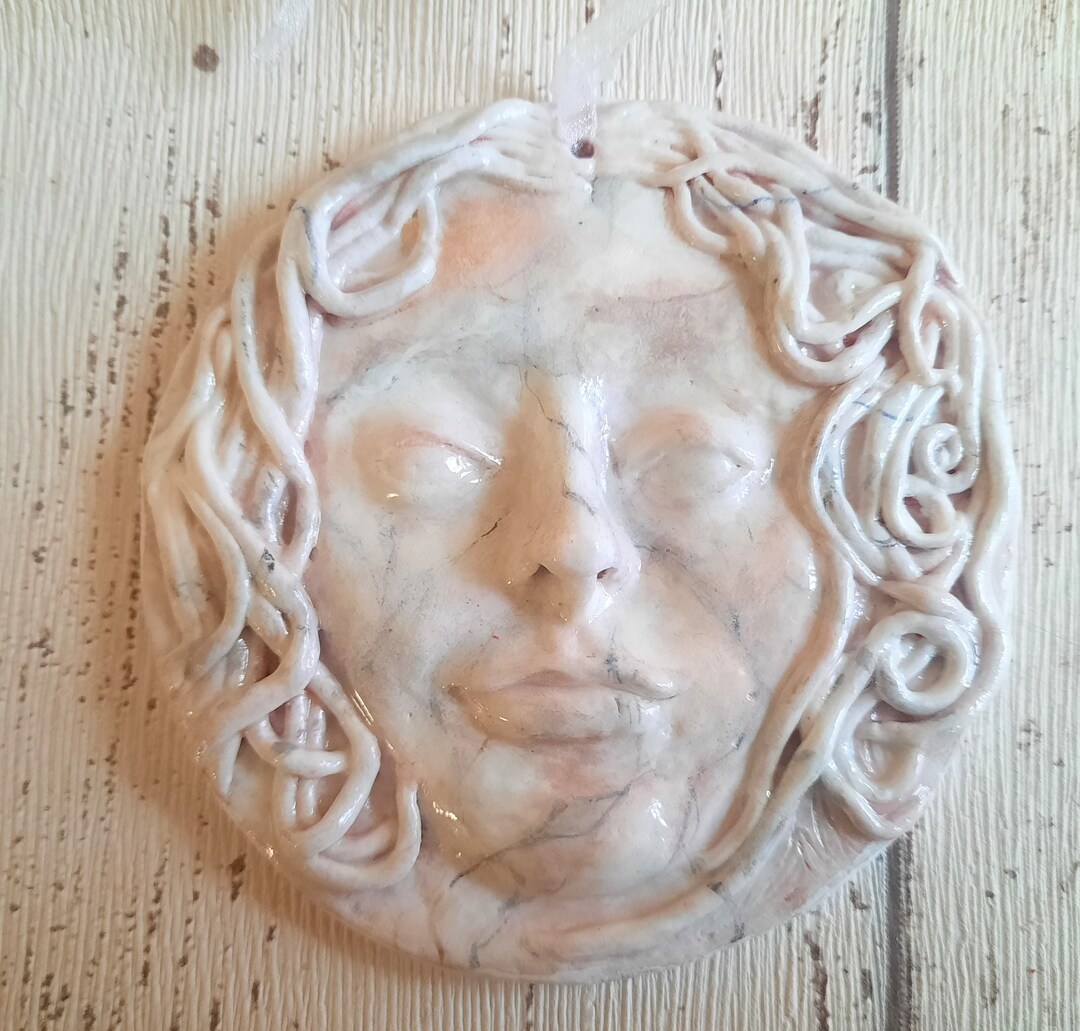 Art Nouveau Woman Face Wall Plaque: Handmade Clay Sculpture - Etsy