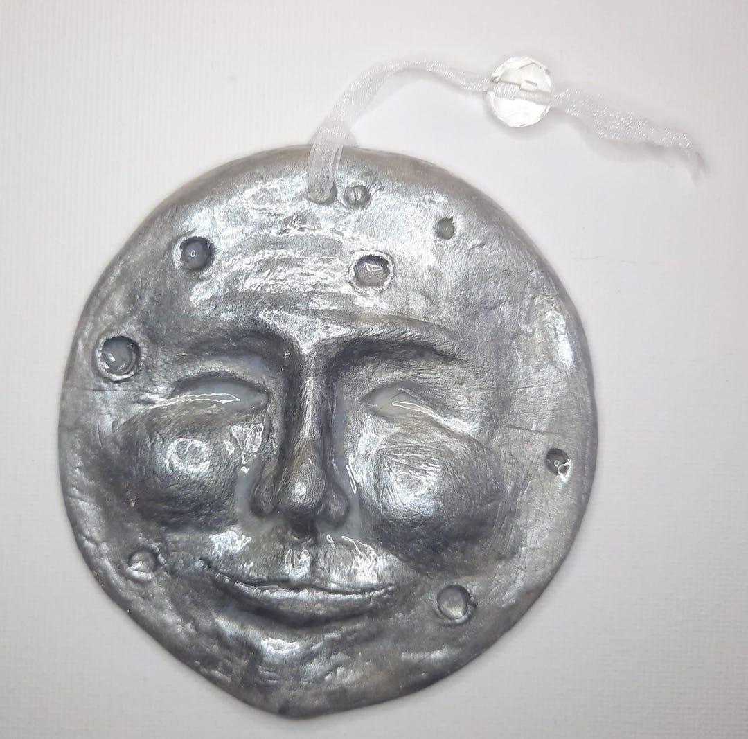 Full Silver Moon, Moon Wall Plaque, Full Moon Hanging Decoration, Man ...