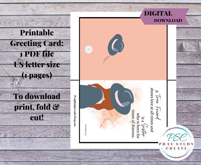 Printable Jehovah's Witness Friendship Gift Card| JW Card Download| 5x7 ...