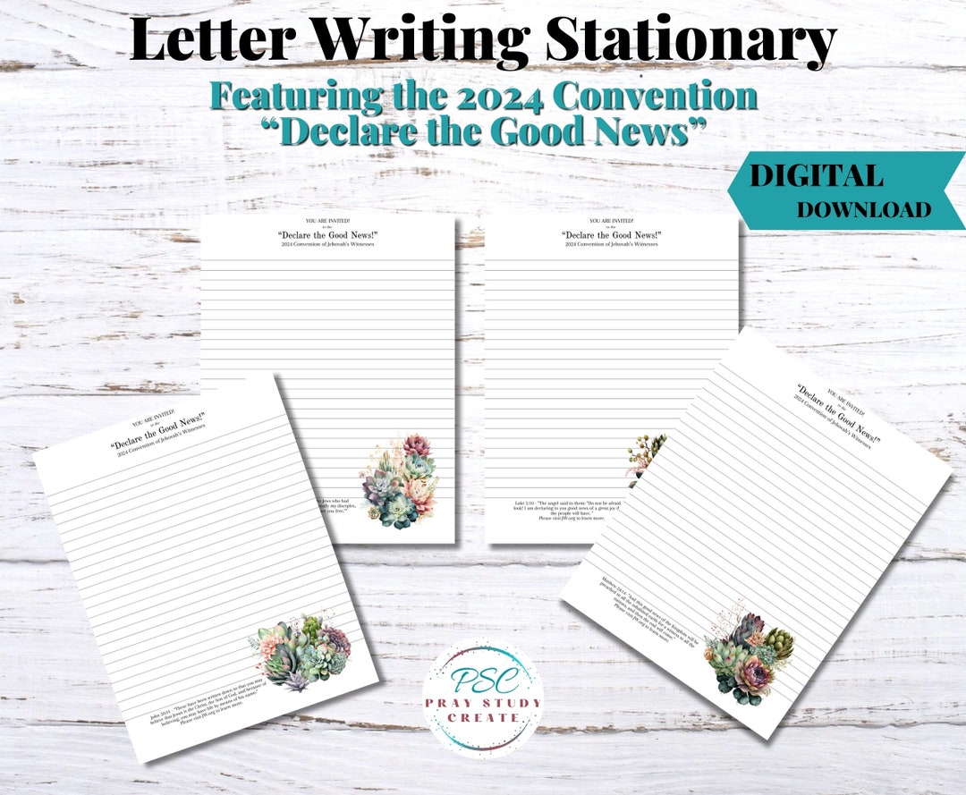 Printable Jehovah's Witness Letter Writing Paper-15 Pgs. JW Stationery ...