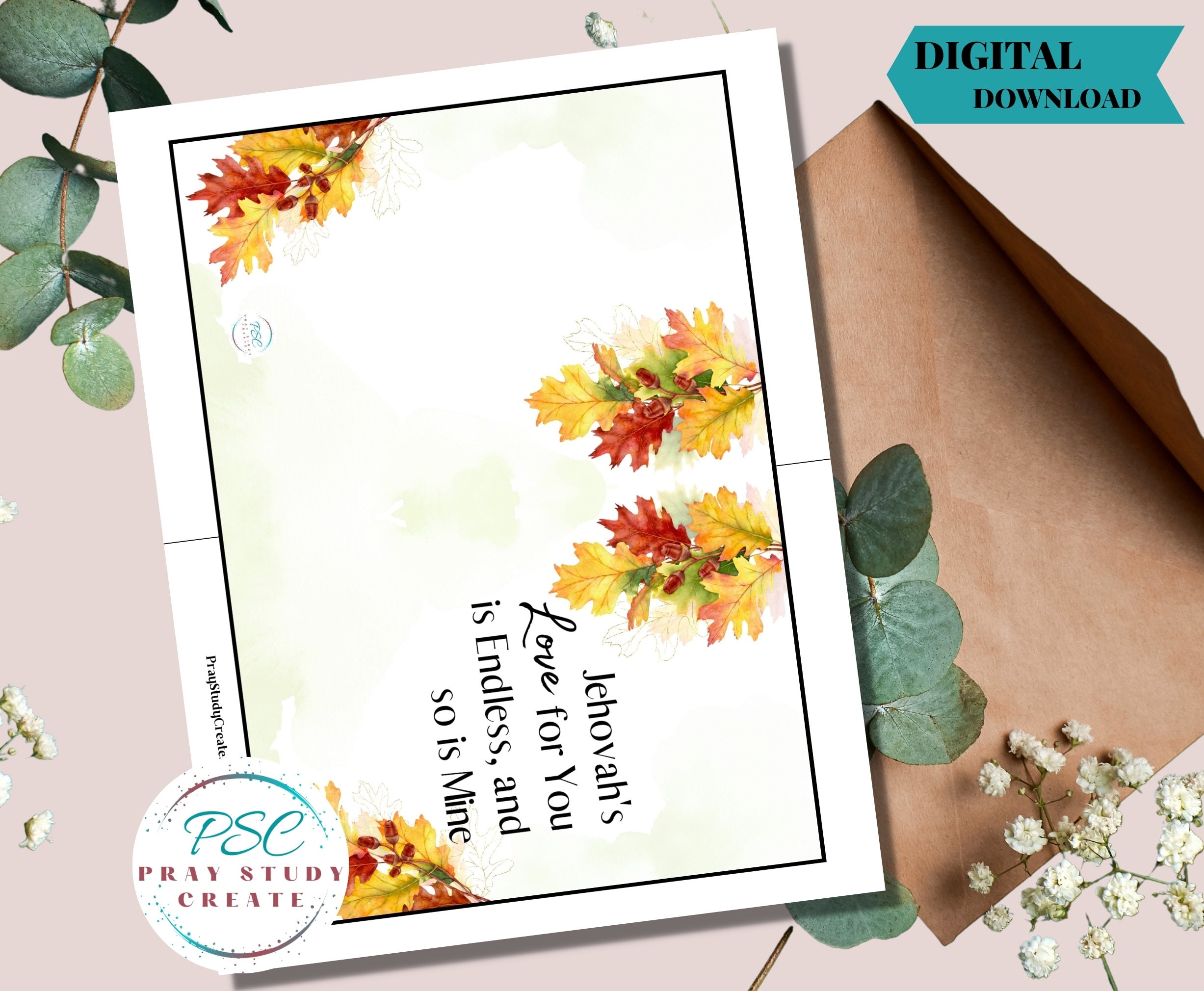 Printable Jehovah's Witness JW Greeting Card Instant Download 5x7 Blank ...