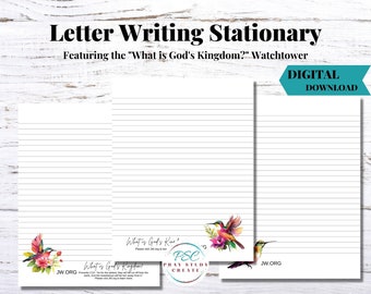 Printable Jehovah's Witness Letter Writing Paper-15 Pgs. JW Stationery ...