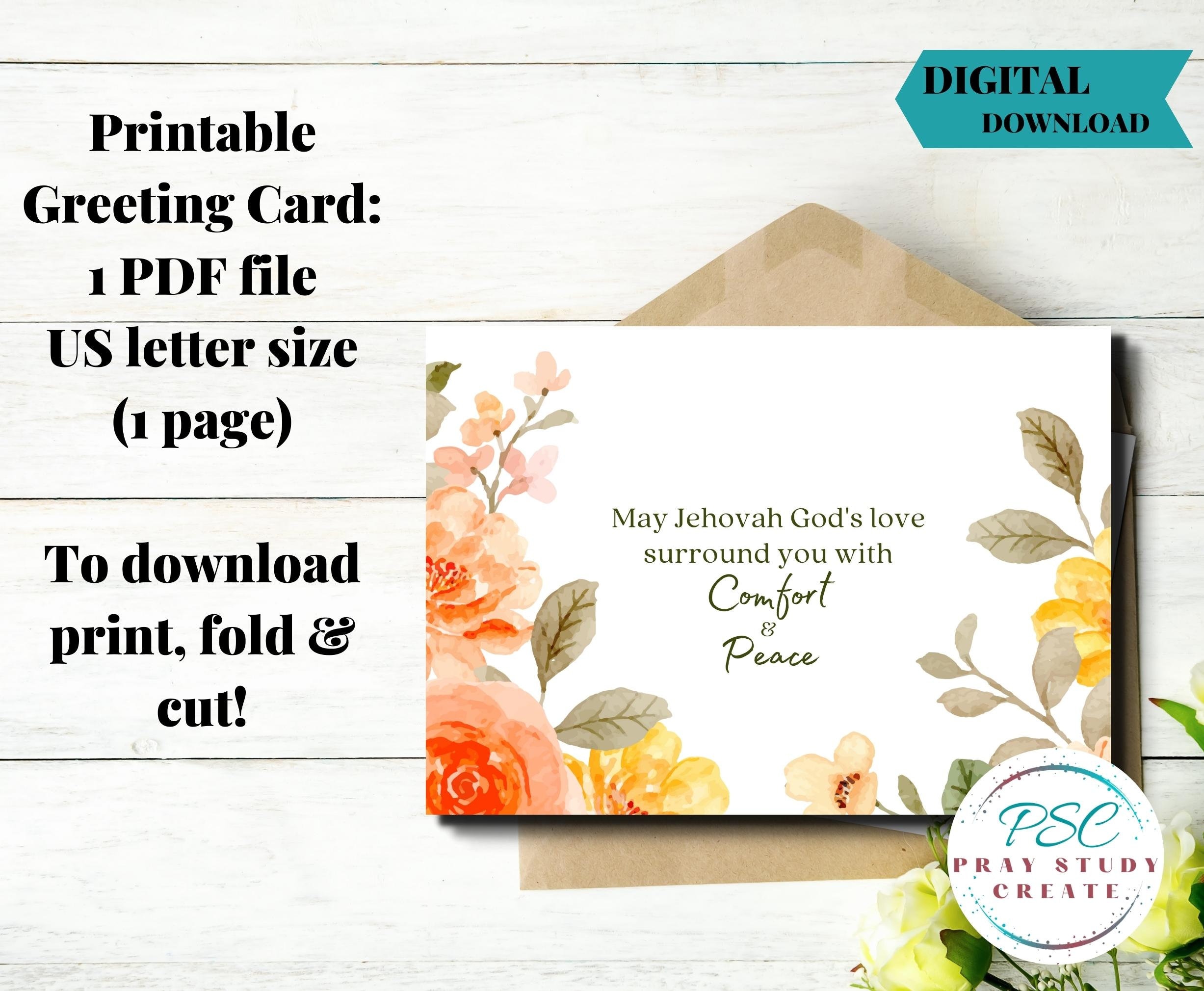 JW Sympathy Card, Printable Jehovah's Witness Greeting Card, JW ...
