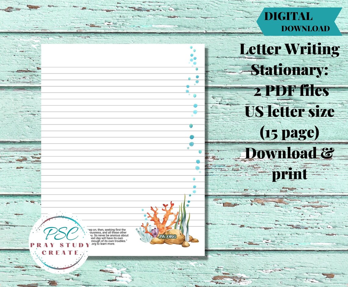 Printable Jehovah's Witness Letter Writing Paper-15 Pgs. - Etsy