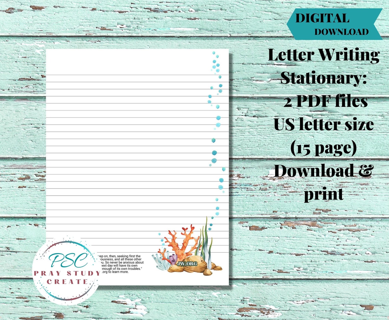 Printable Jehovah's Witness Letter Writing Paper-15 Pgs. JW Stationery ...