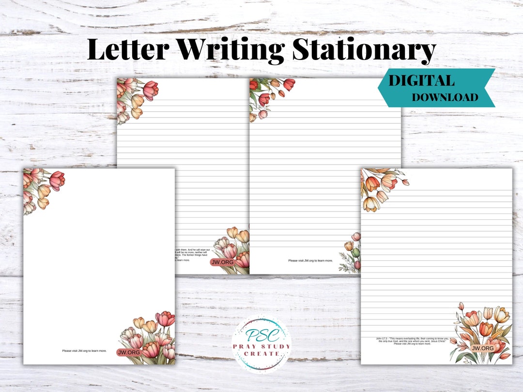 Printable Jehovah's Witness Letter Writing Paper-15 Pgs. JW Stationery ...