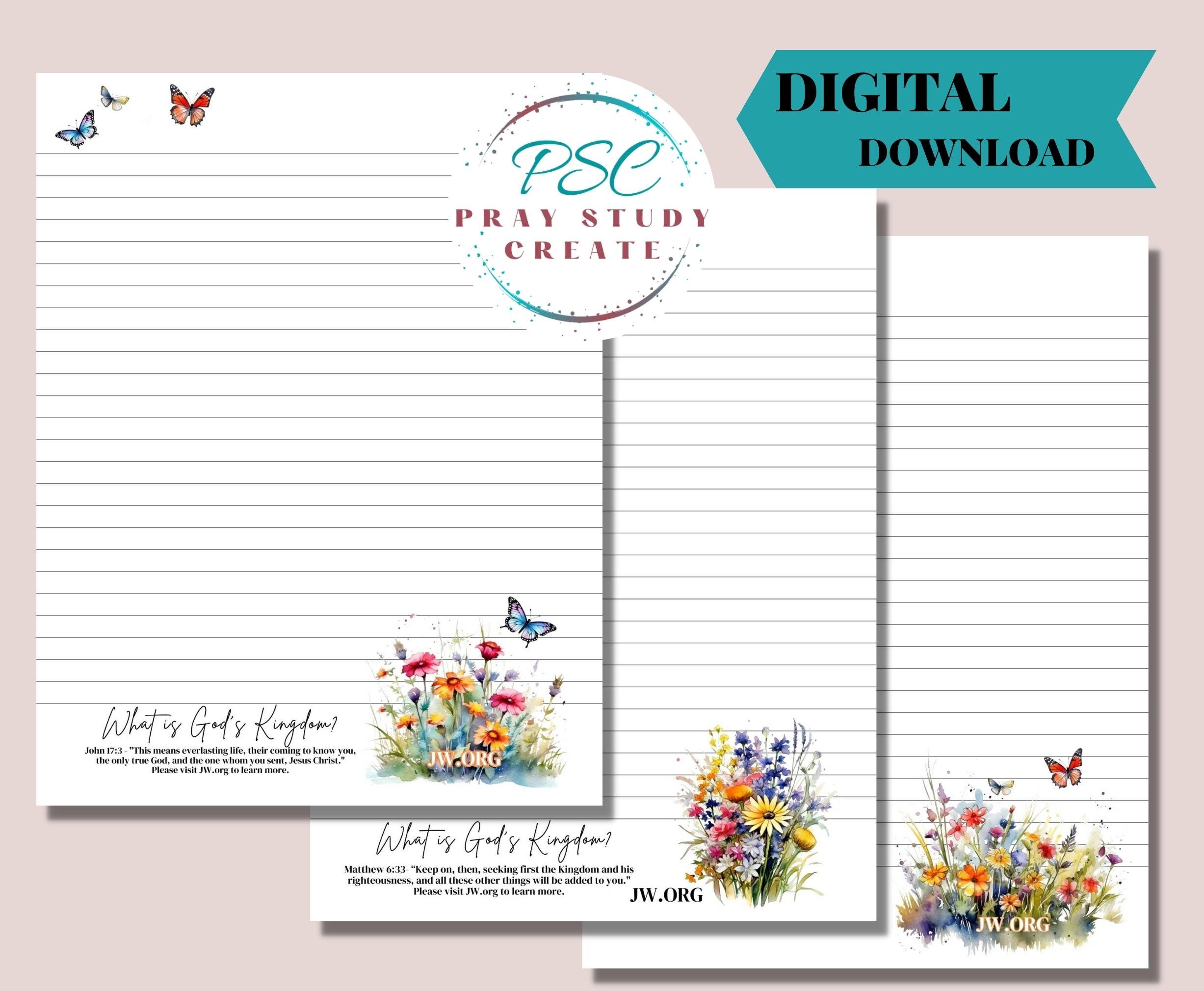 Printable Jehovah's Witness Letter Writing Paper-15 Pgs. JW Stationery ...