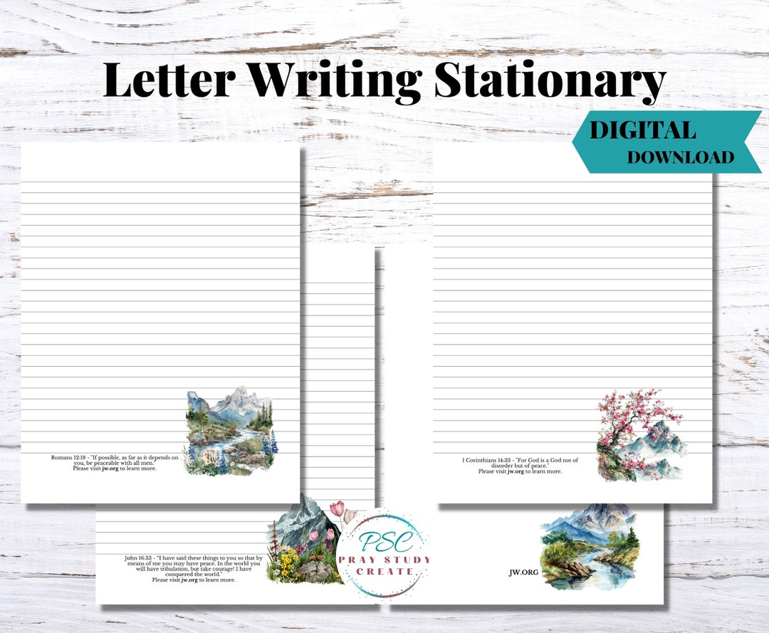 Printable Jehovah's Witness Letter Writing Paper-15 Pgs. JW Stationery ...