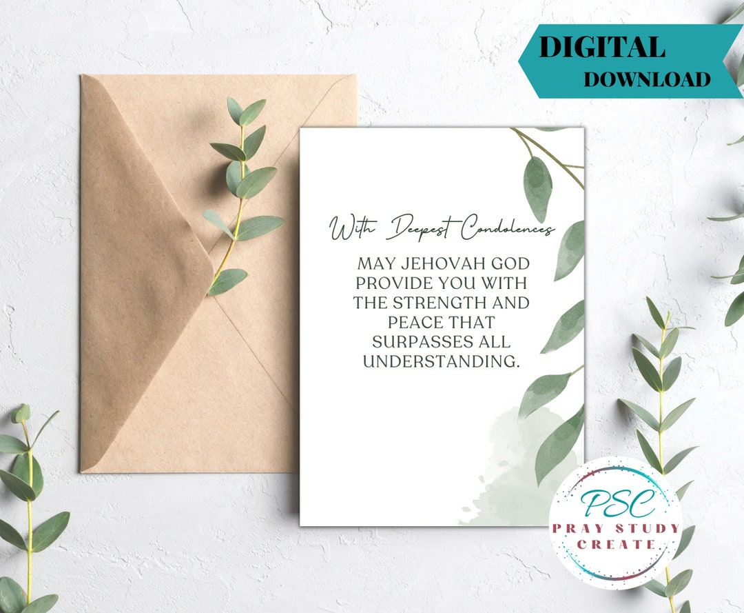 JW Sympathy Card, Printable Jehovah's Witness Greeting Card, JW ...