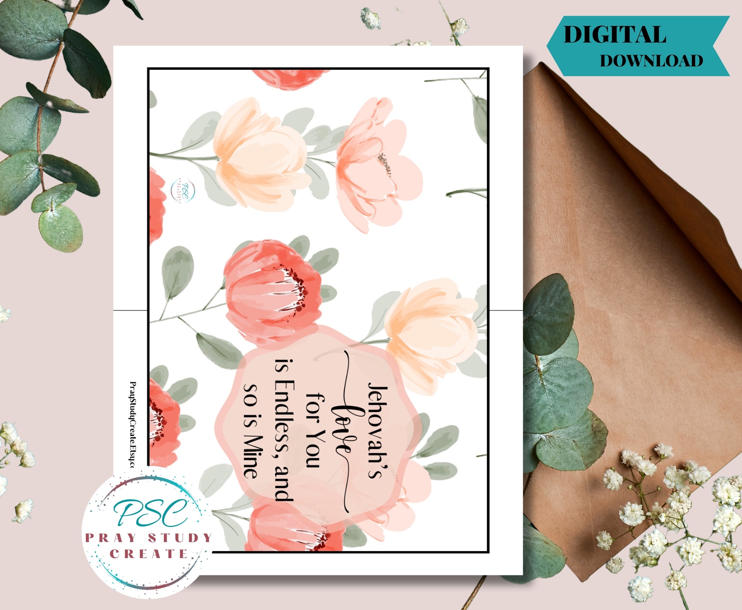 Printable Jehovah's Witness JW Greeting Card Instant Download 5x7 Blank ...